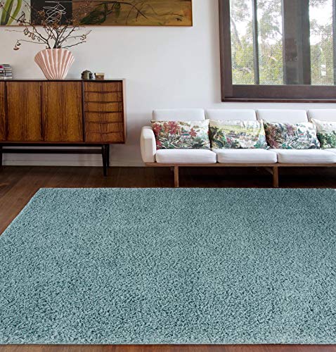 Rugshop Solid Cozy Plush Shag Area Rug 5' x 7' Blue