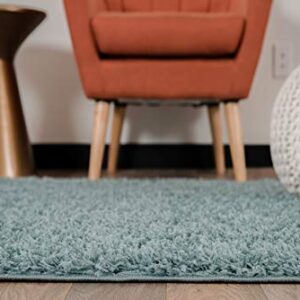 Rugshop Solid Cozy Plush Shag Area Rug 5' x 7' Blue