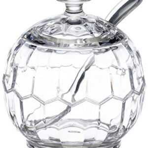 KLIFA- HONEYCOMB Series, Acrylic Sugar Bowl with Spoon and Lid, Seasoning Box, Salt Bowl, Clear, 10.15 oz