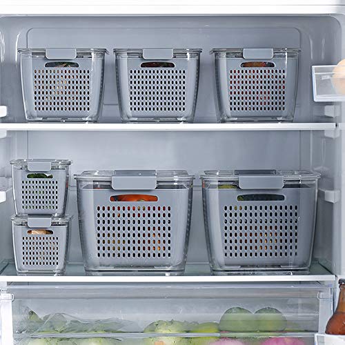 No/Brand lazkissy Fresh-keeping Container, 3-in-1 Multifunctional Draining Crisper with Strainers, Vegetables and fruits Storage Containers with Vents, 3 packs for various sizes of food storage