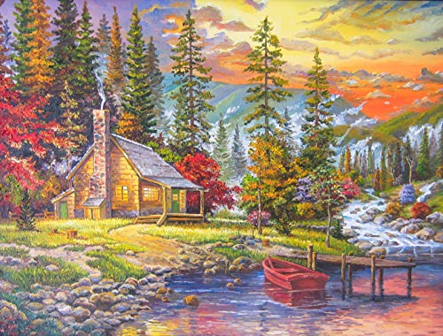 Jigsaw Puzzles 1000 Pieces for Adults and Kids – Large Format Thick Lasting Jigsaw Puzzle for Teens (Autumn Hut)