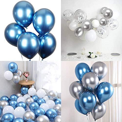 104pc Blue Balloon Arch Garland Kit Blue and Silver Balloons Navy Royal Blue Ballon Silver Metallic Balloons For Baby Shower Blue Birthday Balloon Wedding Party Decorations Supplies