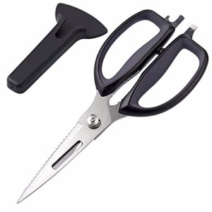 kitchendao kitchen scissors, premium 5cr15 stainless steel, magnetic sheath holder for fridge, heavy duty kitchen shears, advanced cnc technology for smooth come apart, soft-touch handle