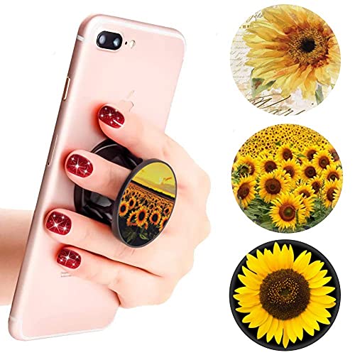 4 Pack Foldable Expanding Cell Phone Finger Stand Holder Compatible with All Smartphones and Tablets Yellow Sunset Field Sunflower