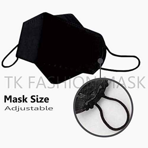 [30 Pack] Black Disposable KF-94 Face Mask, Individual Pack, Made in Korea, Disposable, Nose Mouth Covering Dust Face Mask, Adjustable Strap, Unisex Adult, 3D Ergonomic Design