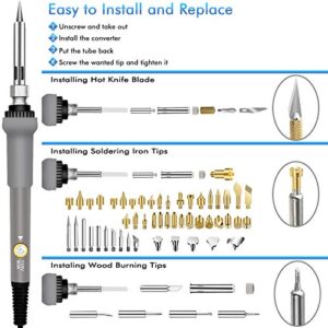 137PCS Wood burning Kit, DIY Creative Tool Set Soldering Woodburning Pen with Adjustable Temperature and Wood Piece for Embossing Carving Tips