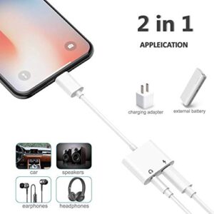 [Apple MFi Certified] Headphone Adapter for iPhone, 2 in 1 Lightning to 3.5mm Headphone and Charger Jack Dongle AUX Audio Adapter Compatible with iPhone 11/11 Pro/XS/XR/X/8 7 6, iPad, iPod, iOS 13