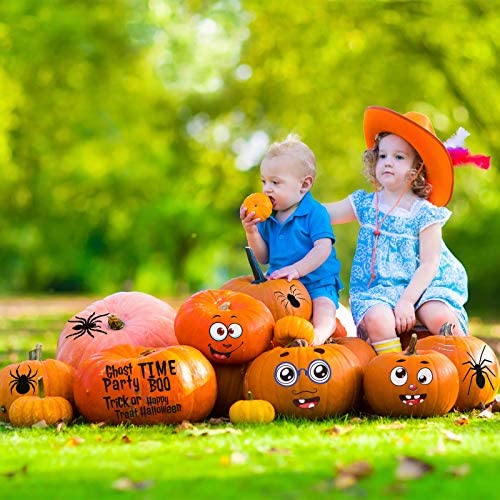 60 Pieces Halloween Pumpkin Stickers Jack O Lantern Pumpkin Decorating Face Stickers for Halloween Trick or Treat Party Favors Decorations