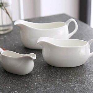 Yesland 2 Pcs 15 oz Gravy Boat, Ceramic White Easy-Pour Gravy Boat for Dining, Holiday Meals & Parties