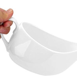 Yesland 2 Pcs 15 oz Gravy Boat, Ceramic White Easy-Pour Gravy Boat for Dining, Holiday Meals & Parties