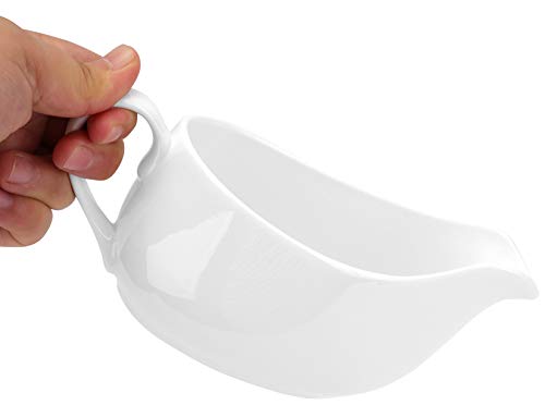 Yesland 2 Pcs 15 oz Gravy Boat, Ceramic White Easy-Pour Gravy Boat for Dining, Holiday Meals & Parties