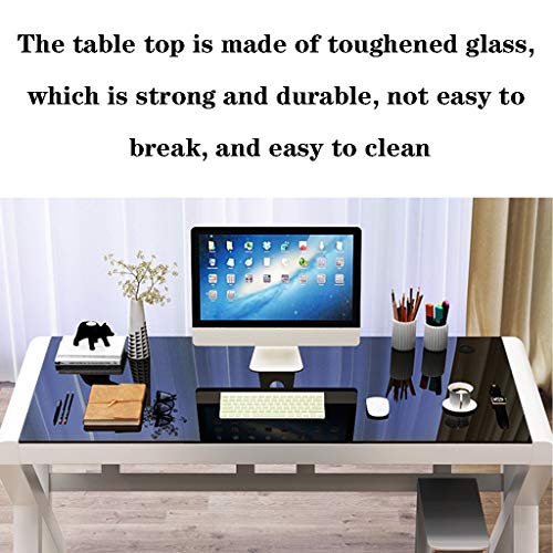 ZYCSKTL Desk Computer Table Modern Large Office Desk,Modern and Simple Desktop Computer Desk, Household Economical Writing Desk, Study Room Tempered Glass Desk (Color : Black+White, Size : 805075cm)