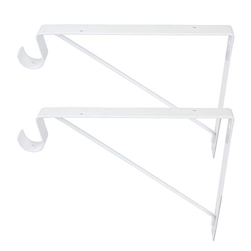 4 Pack Heavy Duty Closet Shelf & Rod Bracket，11 x 10.2 x 1 Inch Clothes Hanger Pole Support Bracket, White Closet Rod Support Hooks Wall Mounted Round Closet Rod Brackets for Tubing, Anchor Hardware