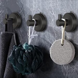 DGYB Suction Cup Hooks for Shower Set of 2 Towel Hooks for Bathrooms SUS 304 Stainless Steel Matte Black Shower Hooks for Loofah 15 Lb Bathroom Hooks for Towels