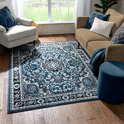 Well Woven Persa Nima Traditional Medallion Persian Blue 5'3" X 7'3" Area Rug