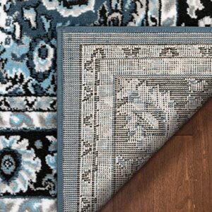 Well Woven Persa Nima Traditional Medallion Persian Blue 5'3" X 7'3" Area Rug