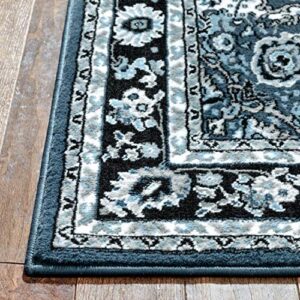 Well Woven Persa Nima Traditional Medallion Persian Blue 5'3" X 7'3" Area Rug