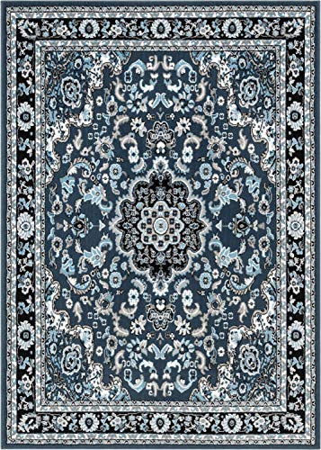 Well Woven Persa Nima Traditional Medallion Persian Blue 5'3" X 7'3" Area Rug