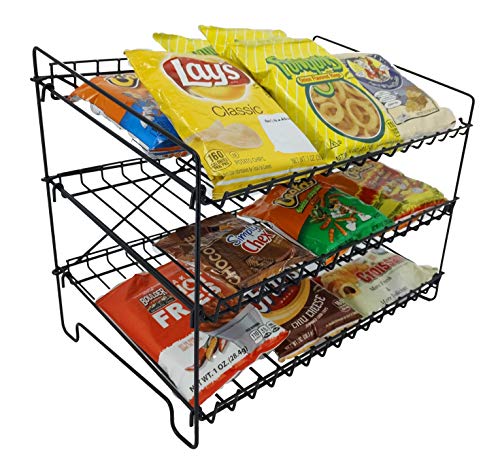 FixtureDisplays® 16" x 12.5" x 10" Wire Rack for Countertop Use with 3 Open Shelves, Black 10085-NPF