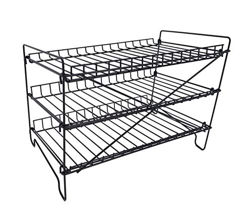 FixtureDisplays® 16" x 12.5" x 10" Wire Rack for Countertop Use with 3 Open Shelves, Black 10085-NPF