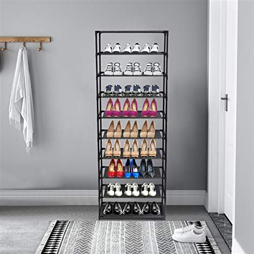 HopeHope Shoe Rack for 30 Pair Wall Bench Shelf Closet Organizer Storage Box Stand