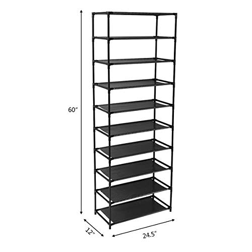 HopeHope Shoe Rack for 30 Pair Wall Bench Shelf Closet Organizer Storage Box Stand