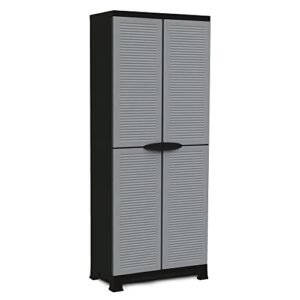 ram quality products prestige utility indoor outdoor 3 shelf tool storage organizing cabinet with lockable double doors, gray