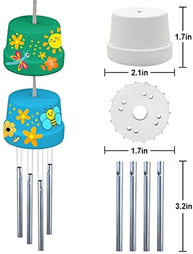 2-Pack Make A Wind Chime Kits - Arts & Crafts Construct & Paint Wind Powered Musical Chime DIY Gift for Kids, Boys Girls