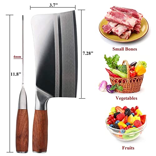 Kitory Meat Cleaver, Heavy Duty Chinese Chef Knife, German Steel Multi-Purpose Kitchen Knife with Comfortable Pearwood Handle, Gift Box Included, 7 inch Bone Chopping Knife,