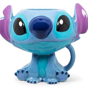 Disney Lilo & Stitch 3D Sculpted Ceramic Coffee Mug | Official Kitchen Accessories | Collectible Drinkware For Home Kitchen Bar Set | Holds 15 Ounces