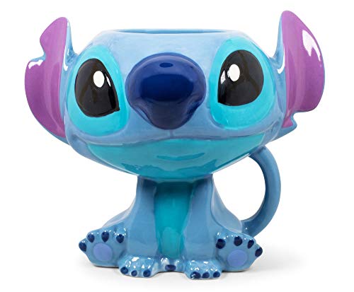 Disney Lilo & Stitch 3D Sculpted Ceramic Coffee Mug | Official Kitchen Accessories | Collectible Drinkware For Home Kitchen Bar Set | Holds 15 Ounces