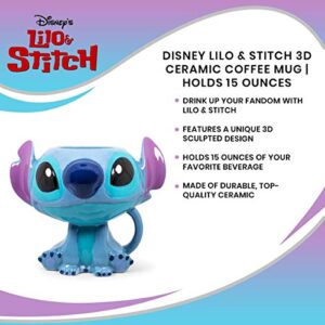 Disney Lilo & Stitch 3D Sculpted Ceramic Coffee Mug | Official Kitchen Accessories | Collectible Drinkware For Home Kitchen Bar Set | Holds 15 Ounces