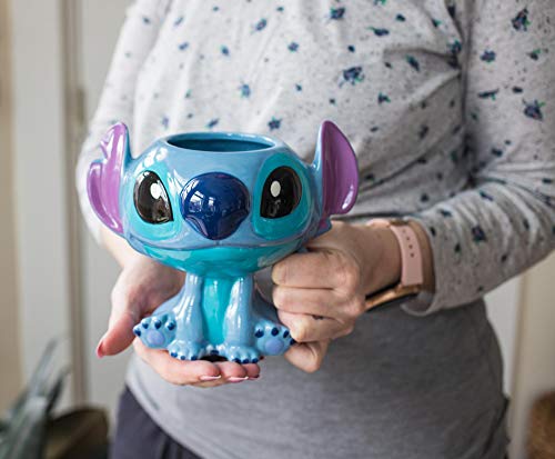 Disney Lilo & Stitch 3D Sculpted Ceramic Coffee Mug | Official Kitchen Accessories | Collectible Drinkware For Home Kitchen Bar Set | Holds 15 Ounces