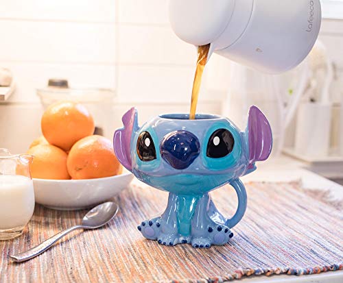 Disney Lilo & Stitch 3D Sculpted Ceramic Coffee Mug | Official Kitchen Accessories | Collectible Drinkware For Home Kitchen Bar Set | Holds 15 Ounces