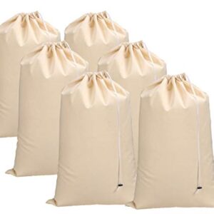 Large Laundry Bag 6 Pack 100% Cotton Canvas Heavy Duty Laundry Bag,Laundry Bag,Laundry Bags Large,Laundry hamper bags,Durable & Laundry Carring solutions Bags- Natural Cotton -Size 24x36 inch Natural