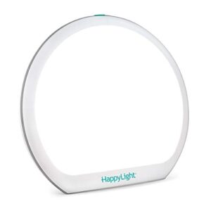 verilux® happylight® alba - new round uv-free led therapy lamp, bright white light with 10,000 lux, adjustable brightness, color, and countdown timer