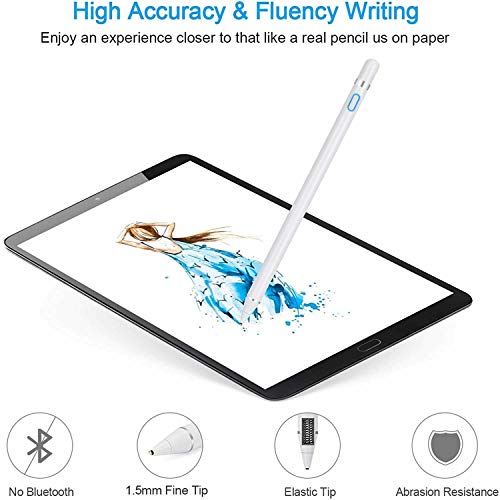 Active Stylus Pencil Compatible for Apple,Stylus Pens for Touch Screens, Capacitive Pencil for Kid Student Drawing, Writing,High Sensitivity,for Touch Screen Devices Tablet,Smartphone (White)