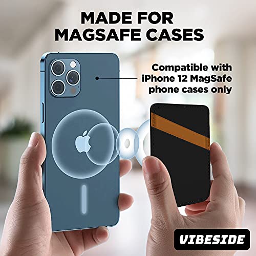 VIBESIDE Magsafe Wallet Compatible with iPhone 14 & iPhone 13 Pro Max – Mag Safe Secure Credit Card Holder – Vegan Leather. Magnetic Card Wallet Holder - Apple iPhone 14,13,12 Compatible