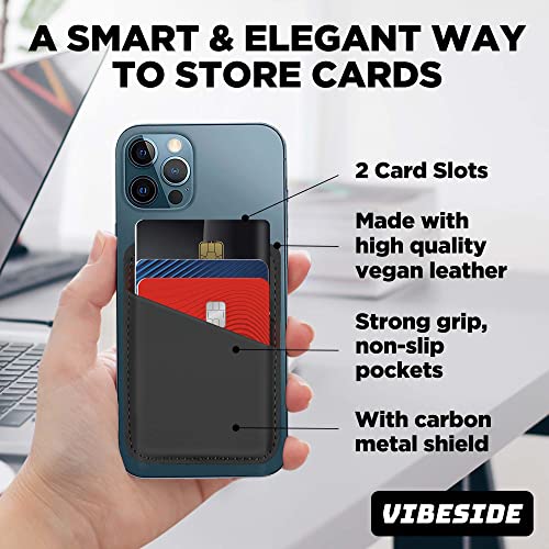 VIBESIDE Magsafe Wallet Compatible with iPhone 14 & iPhone 13 Pro Max – Mag Safe Secure Credit Card Holder – Vegan Leather. Magnetic Card Wallet Holder - Apple iPhone 14,13,12 Compatible