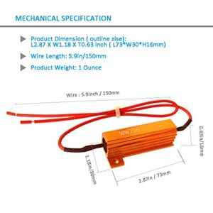 (2 Pack) 50 Watt 25 Ohm Wirewound Resistor Aluminum Case Chassis Mount 50W 25 Ohm Wire Wound Resistor Electrical Install Parts, Electrical Resistor Kit