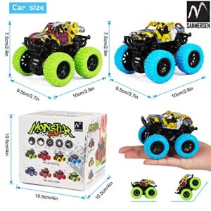 M SANMERSEN Car Toys for Boys 3-5 Years Old - Monster Toys Truck 2 Pack 360° Rotating Stunt Cars - Toddler Car Toys for Boys Girls Birthday Christmas Party Gifts