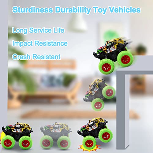 M SANMERSEN Car Toys for Boys 3-5 Years Old - Monster Toys Truck 2 Pack 360° Rotating Stunt Cars - Toddler Car Toys for Boys Girls Birthday Christmas Party Gifts