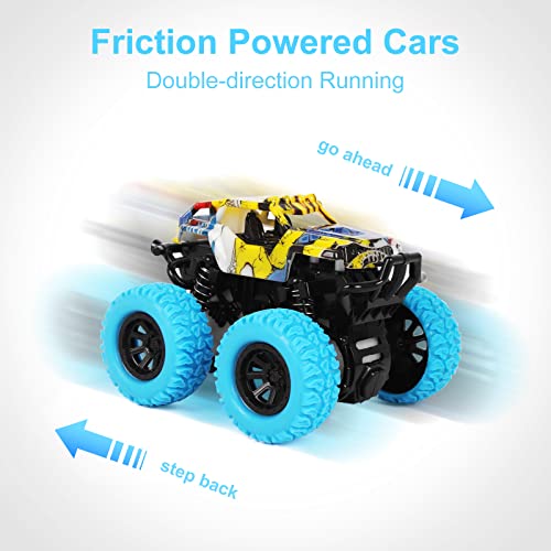 M SANMERSEN Car Toys for Boys 3-5 Years Old - Monster Toys Truck 2 Pack 360° Rotating Stunt Cars - Toddler Car Toys for Boys Girls Birthday Christmas Party Gifts