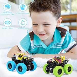 M SANMERSEN Car Toys for Boys 3-5 Years Old - Monster Toys Truck 2 Pack 360° Rotating Stunt Cars - Toddler Car Toys for Boys Girls Birthday Christmas Party Gifts