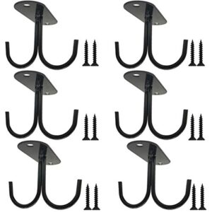 tihood 6pcs under cabinet mug hooks, rustic mug organizer rack coffee cup holder mug rack under shelf hanging hooks rack for mugs, coffee cups and kitchen utensils display (black)