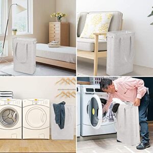 DYD Slim Laundry Basket with Handles Collapsible Linen Hampers for Bedroom Storage Built-in Lining with Detachable Brackets Well-Holding Foldable Laundry Hamper for Toys Clothing Organization