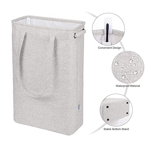 DYD Slim Laundry Basket with Handles Collapsible Linen Hampers for Bedroom Storage Built-in Lining with Detachable Brackets Well-Holding Foldable Laundry Hamper for Toys Clothing Organization