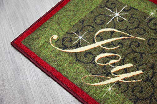 Brumlow MILLS Poinsettia Joy Holidays Washable Festive Floral Indoor or Outdoor Christmas Rug for Living or Dining Room, Bedroom and Kitchen Area, 30" x46" , Green