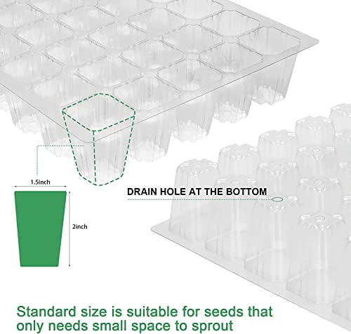 MIXC Seedling Trays Seed Starter Tray, 5-Pack Mini Propagator Plant Grow Kit Greenhouse with Humidity Vented Domes and Base for Seeds' Starting (40 Cells Per Tray, Total 200 Cells), Black