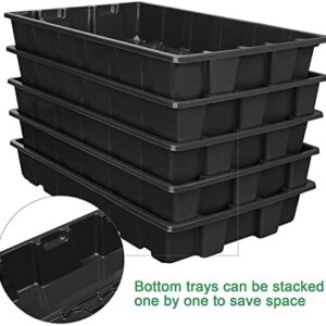 MIXC Seedling Trays Seed Starter Tray, 5-Pack Mini Propagator Plant Grow Kit Greenhouse with Humidity Vented Domes and Base for Seeds' Starting (40 Cells Per Tray, Total 200 Cells), Black